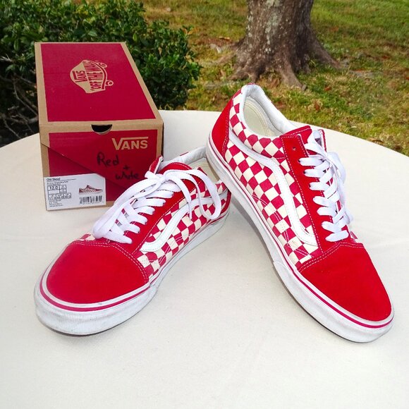Vans | Shoes | Mens Vans Red White Checked Old School Skate Sneakers Sz ...